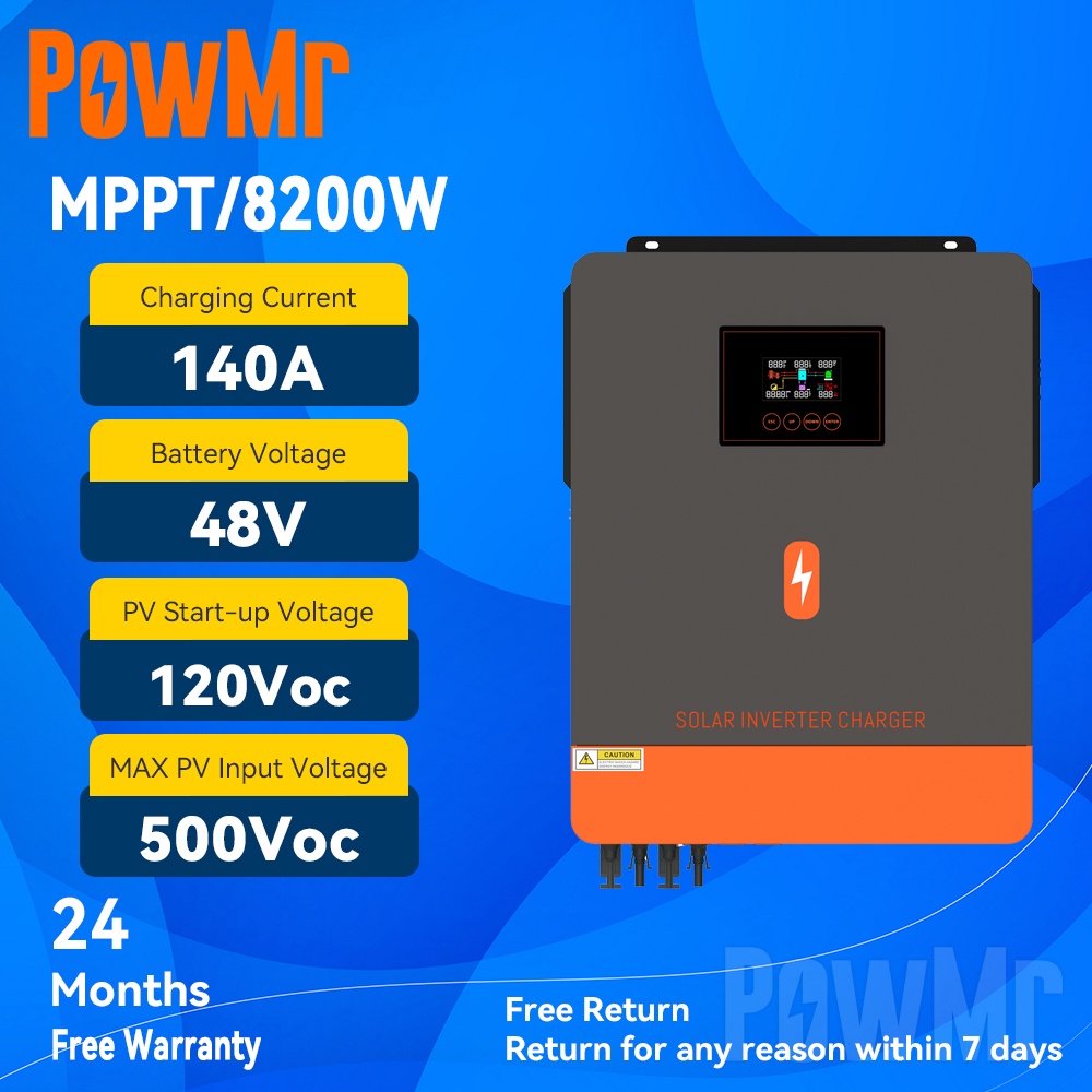 PowMr MPPT 8.2KW Pure Sine Wave Off-Grid/On-Grid Solar Hybrid Inverter ...
