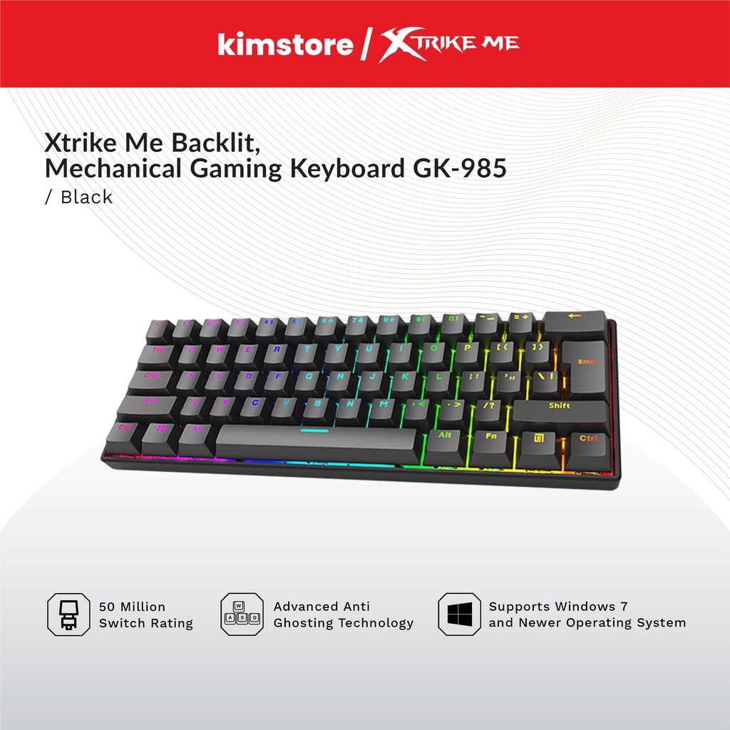 Xtrike Me Backlit, Mechanical Gaming Keyboard GK-985 - Black | Shopee ...