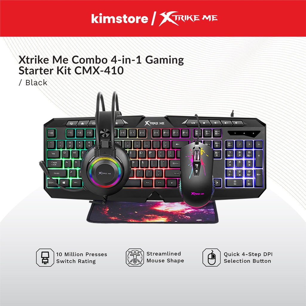 Xtrike Me Combo 4-in-1 Gaming Starter Kit CMX-410 - Black | Shopee ...
