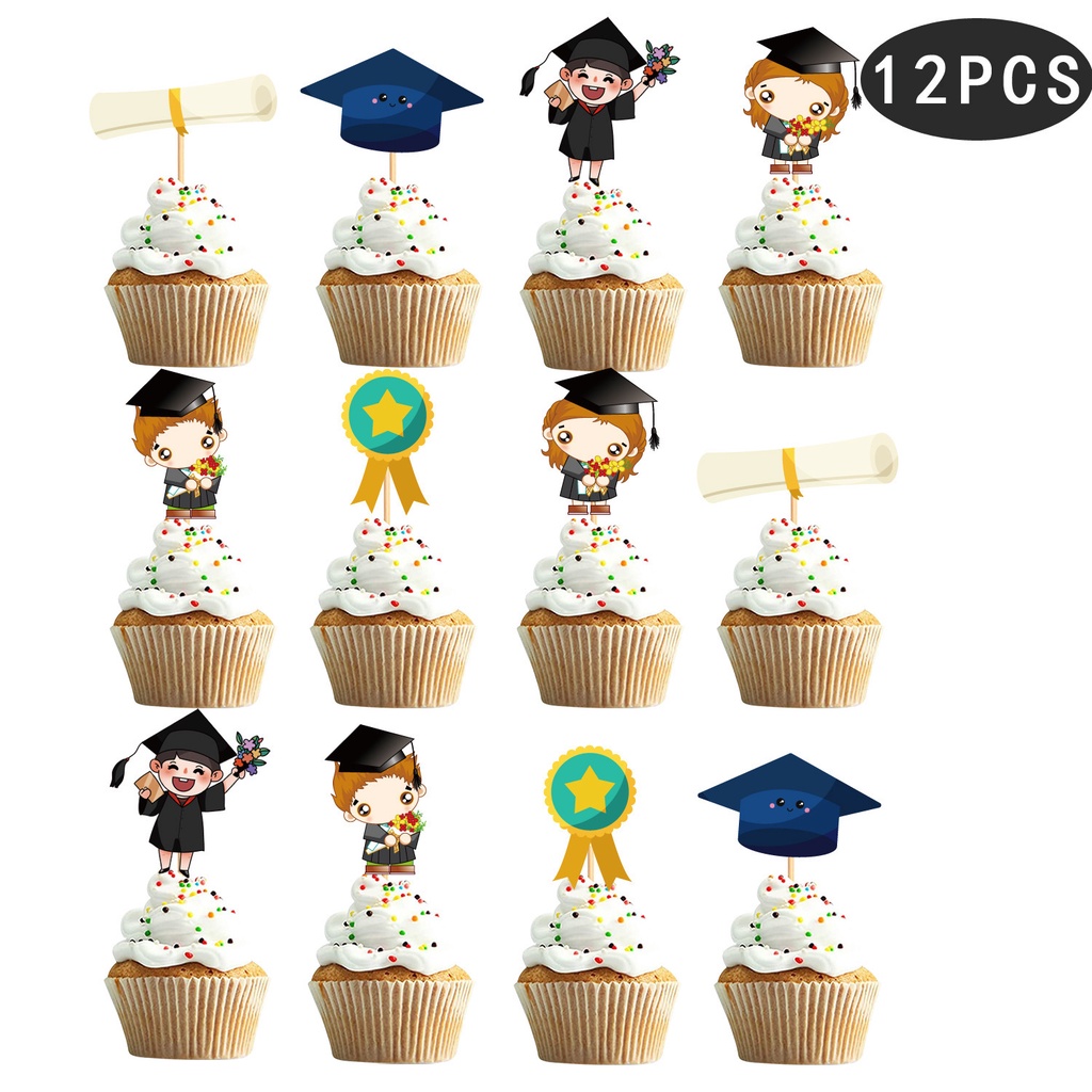 12 Pieces 2025 Congrats Grad Cupcake Toppers, Congratulations 2025 ...