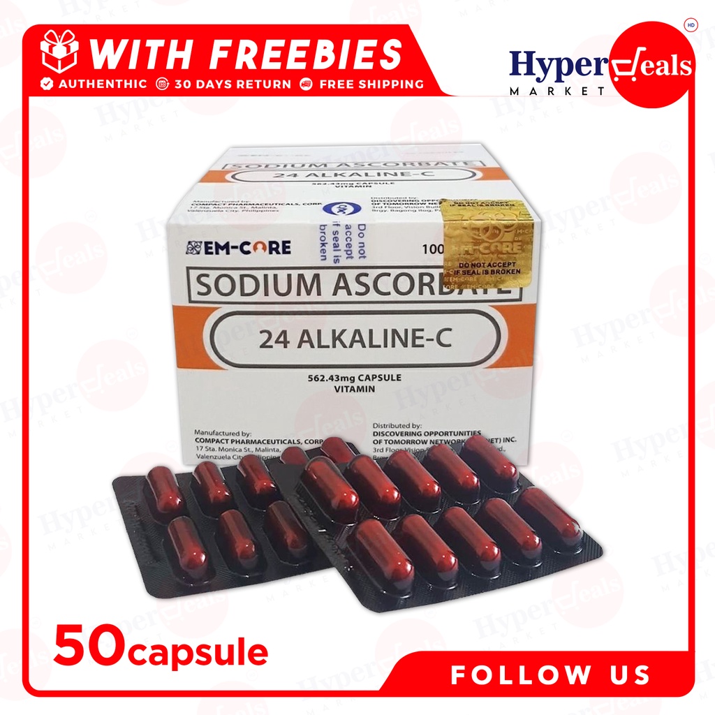 24 Alkaline-C (50 capsules )562.43mg Vitamin C EM-CORE Sodium Ascorbate ...