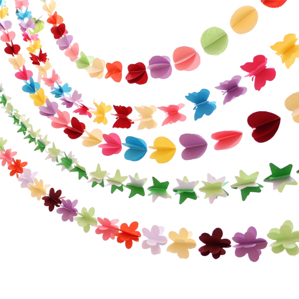 PS-376 3D Shape Design Paper Garland (12 pcs) Banner Assorted Color ...