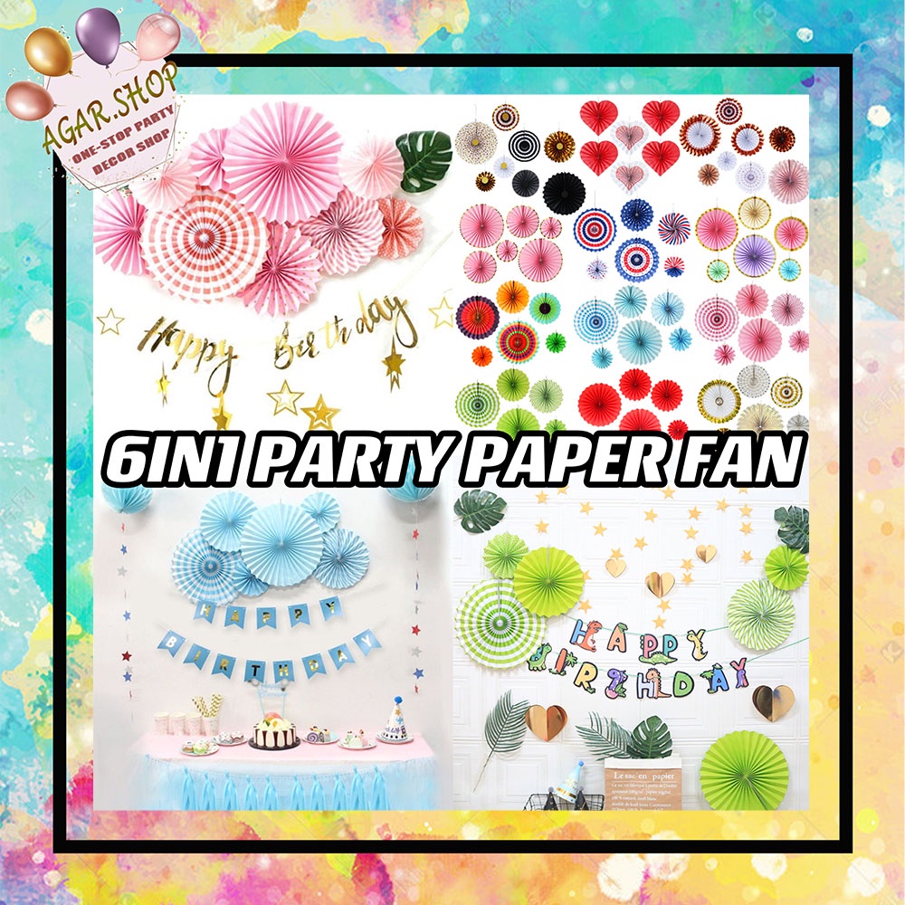 AGAR.SHOP 6pcs Paper Party Fan Party Decoration Birthday Anniversary ... AGAR.SHOP 6pcs Paper Party Fan Party Decoration Birthday Anniversary ...