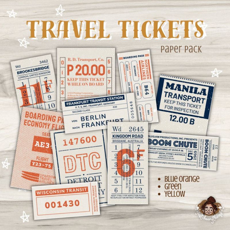 Vintage Travel Tickets Paper or Sticker Pack of 10 pcs for Journal ...
