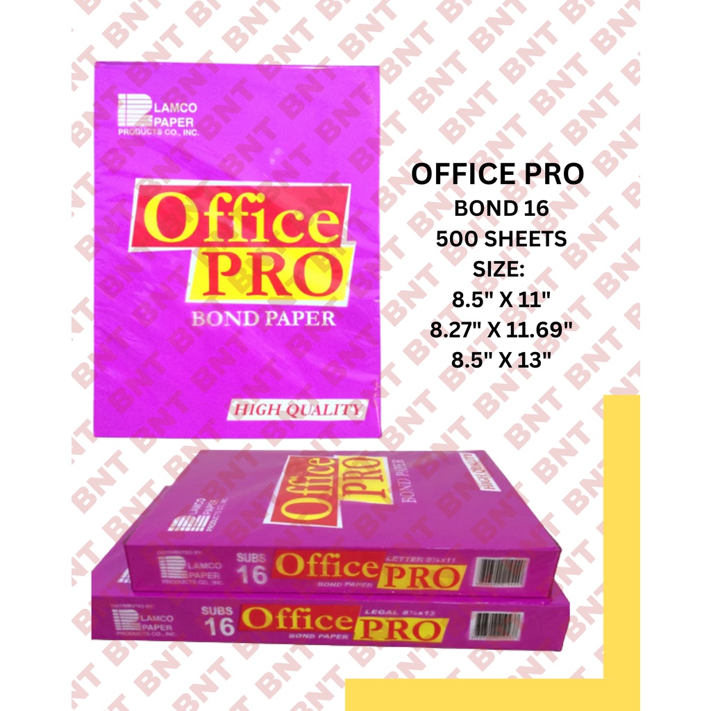 OFFICE PRO Bond Paper Long 500pcs Substance 16 SHORT, A4, LONG ...