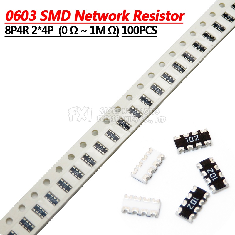 100pcs 0603 2*4 8P4R 2*4P 5% Network Resistor SMD array 360R ~ 39K 360R ...