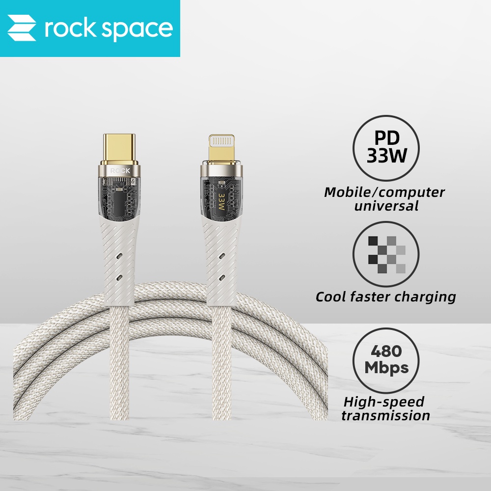 Rock Space Z21 PD33W Transparency Series USB-C to Lightning Fast Charging Cable 120cm | Shopee ...