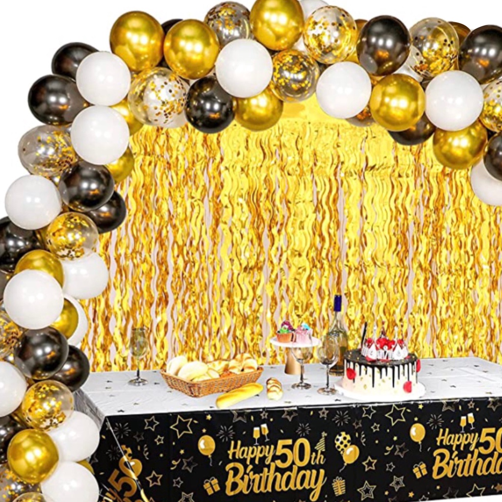 PS-327 [1 pc] Curly Wave Foil Curtain 2 Meter Birthday Backdrops Party Tinsel Foil Curtain Party ...