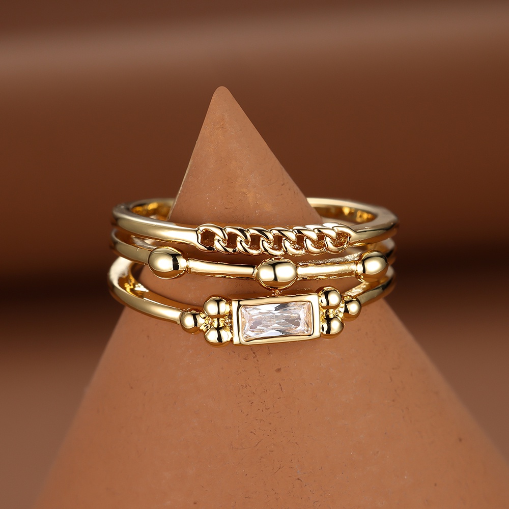 Luxury Female White Stone Adjustable Ring Classic Gold Color Engagement ...