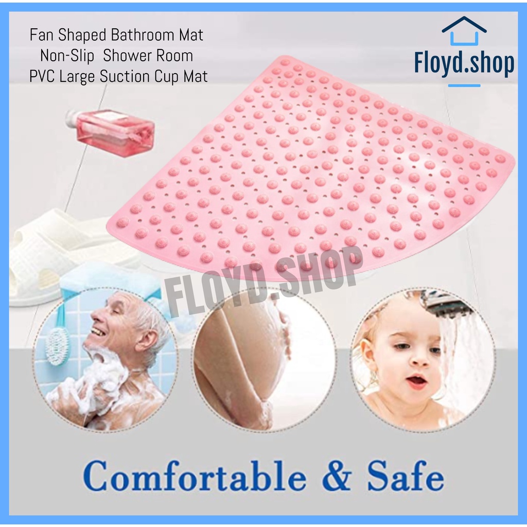FLOYD.SHOP Shower Mat Non Slip Sector Rubber Corner Bath Mat Fan Shape ...