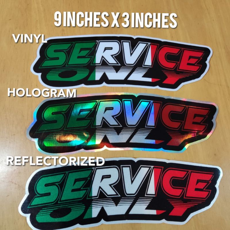 SERVICE ONLY (TRI-COLOR) CAR STICKER, VINYL/HOLOGRAM/REFLECTORIZED ...