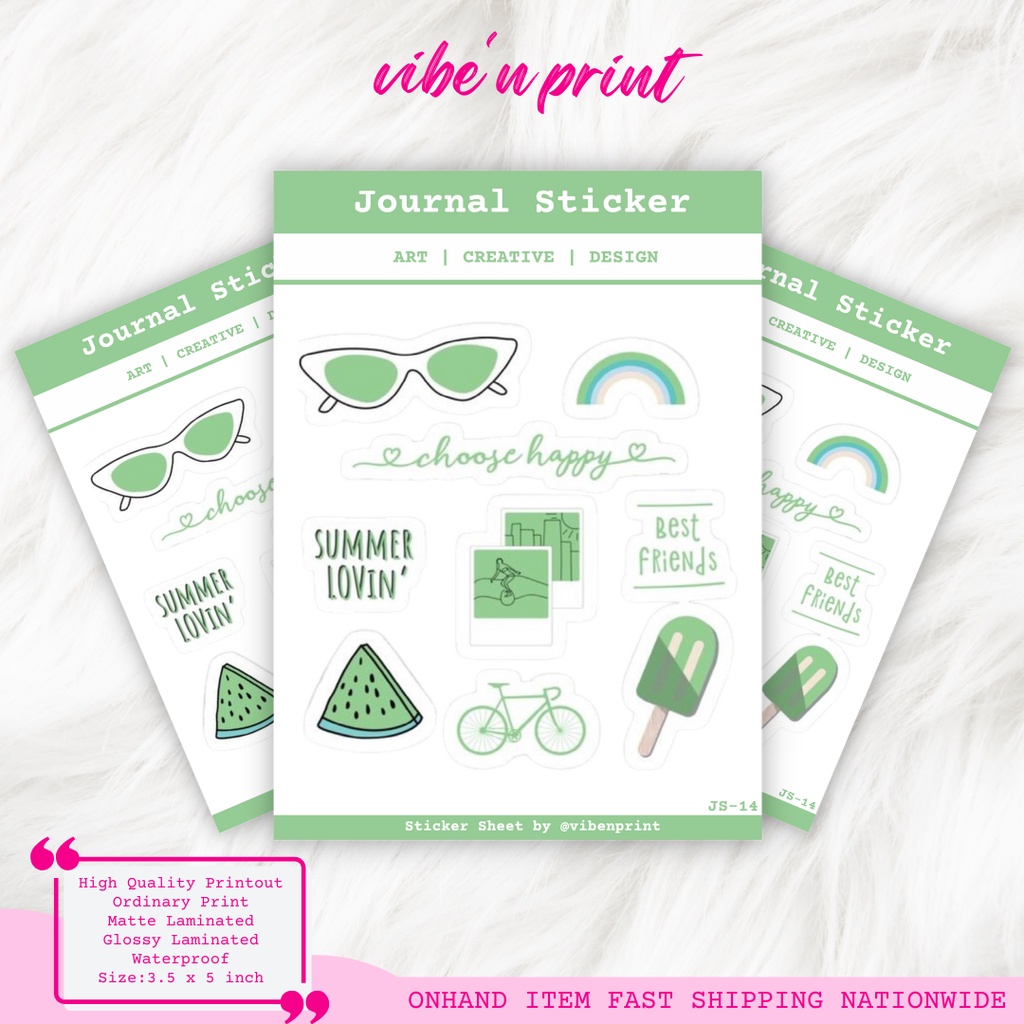 VNP Sticker Sheet - COOL GREEN Journal Sticker | Planner Sticker ...