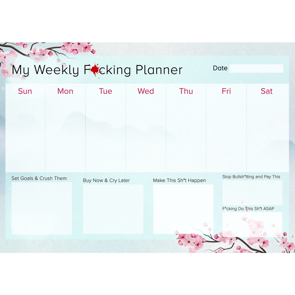 Weekly Planner (Funny And Motivational Design) - With Goals, To Buy And ...