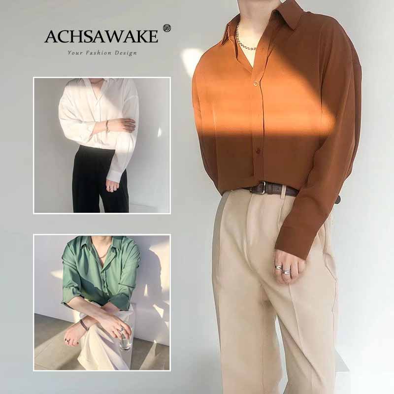 DS Classic Korean Men's Plain Casual Fashion Long Sleeve Polo Shirts for Men | Shopee Philippines