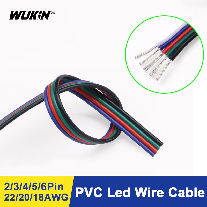 1M LED Wire Electric Wires 2Pin 3Pin 4Pin 5Pin 22/20/18AWG Electrical Wires Cable For WS2812B ...