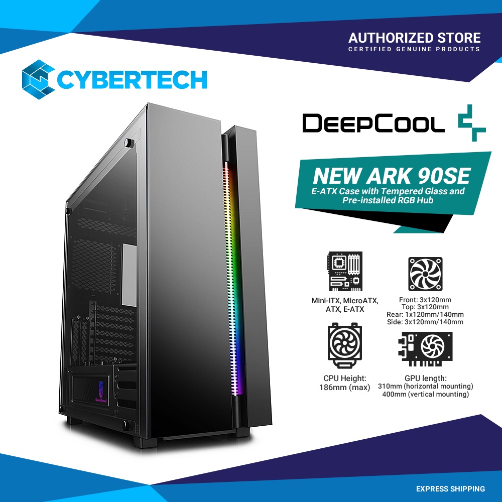 Deepcool New Ark 90SE E-ATX Case with Tempered Glass and Pre-installed ...