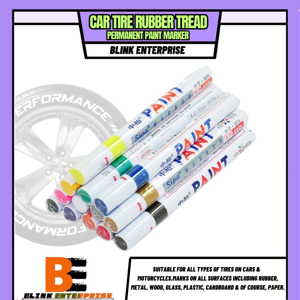 U-21 WATERPROOF Colored Car Tire Rubber Tread Permanent Paint Marker ...