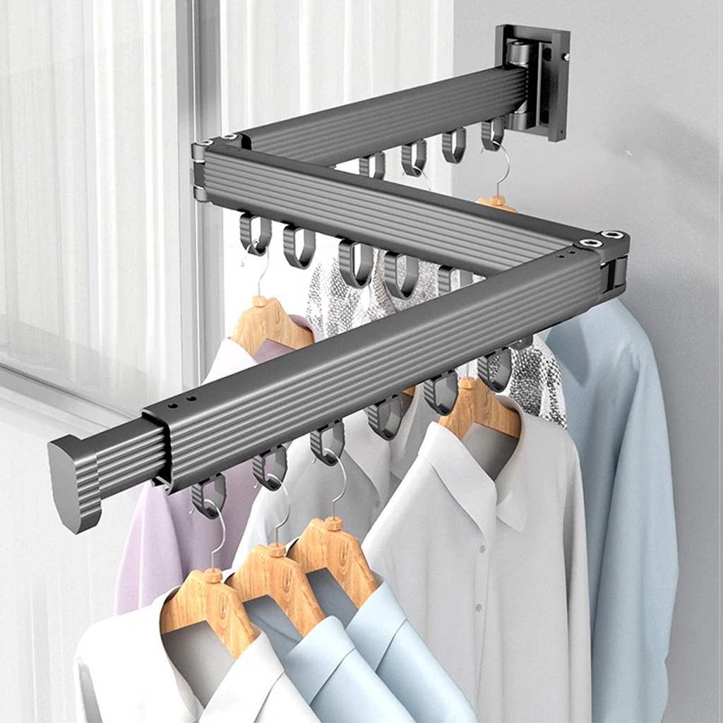 Pearl Panda Retractable Aluminium Space-saver Wall Mount Clothes Drying ...