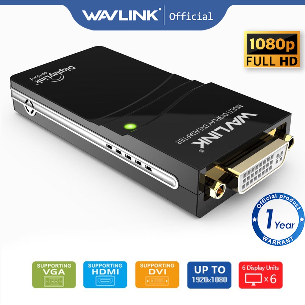 Wavlink Usb 2.0 To Vga Dvi HDMI Video Graphics Display Adapter External ...