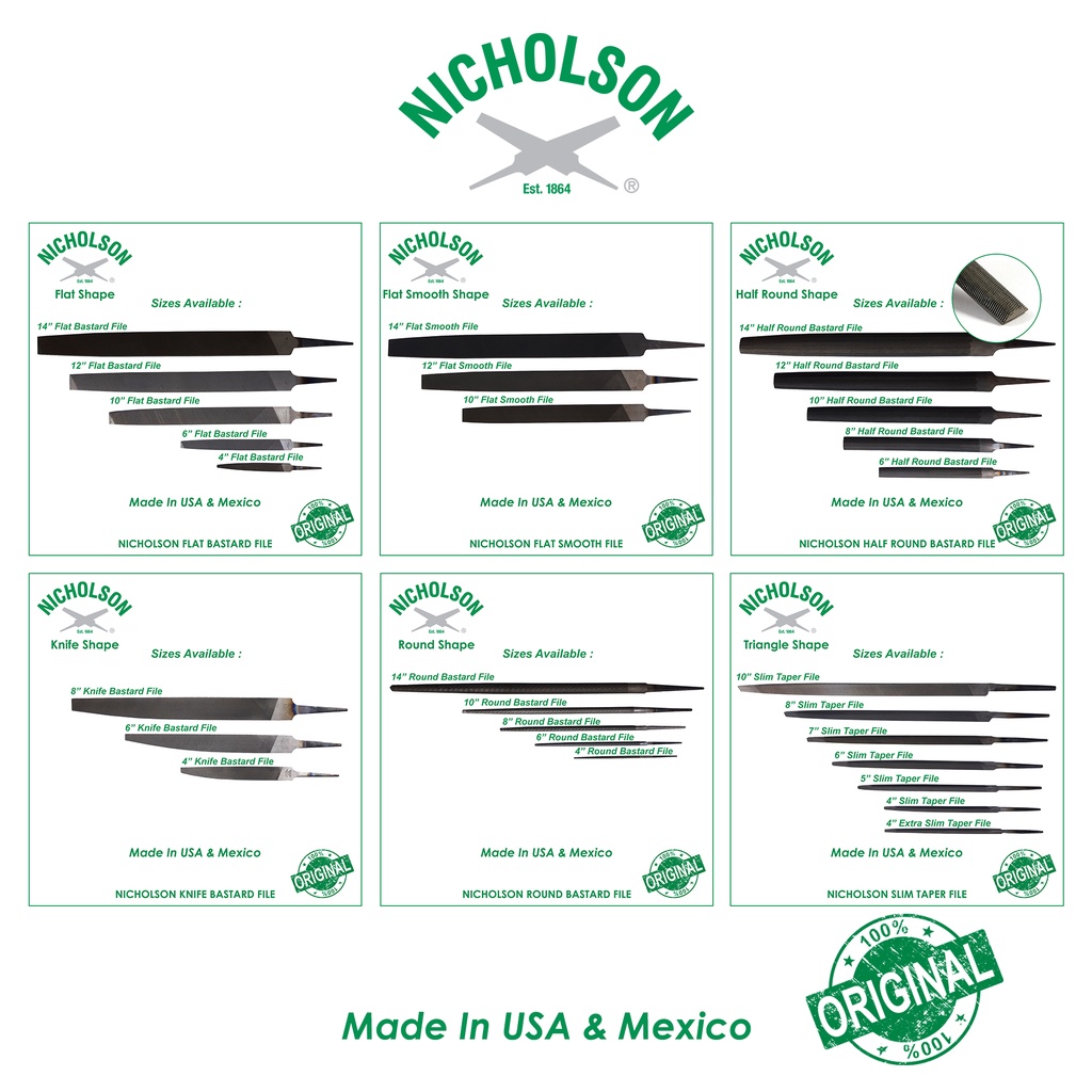 Nicholson Flat Taper Chainsaw File Flat Shape Kikil Made In USA Mexico ...