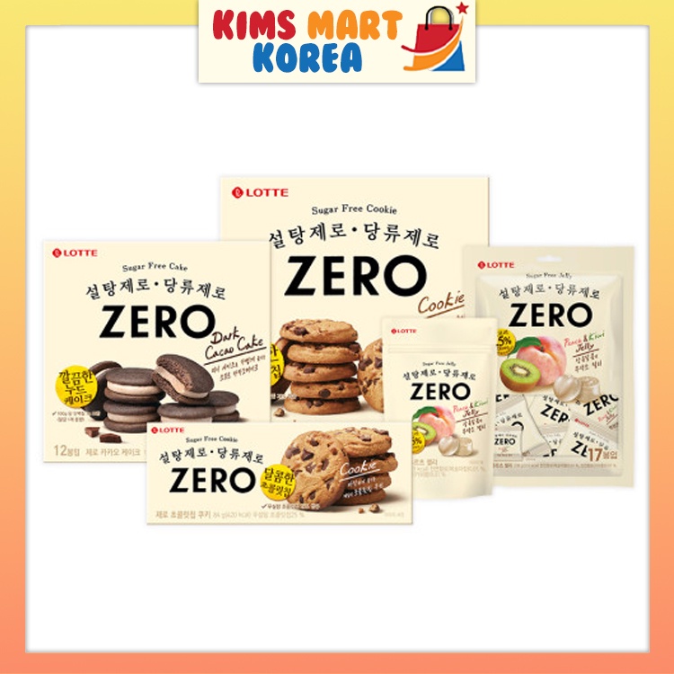 Lotte Zero Sugar Free Chocolate Chip Cookie, Dark Cacao Cake, Fruits ...