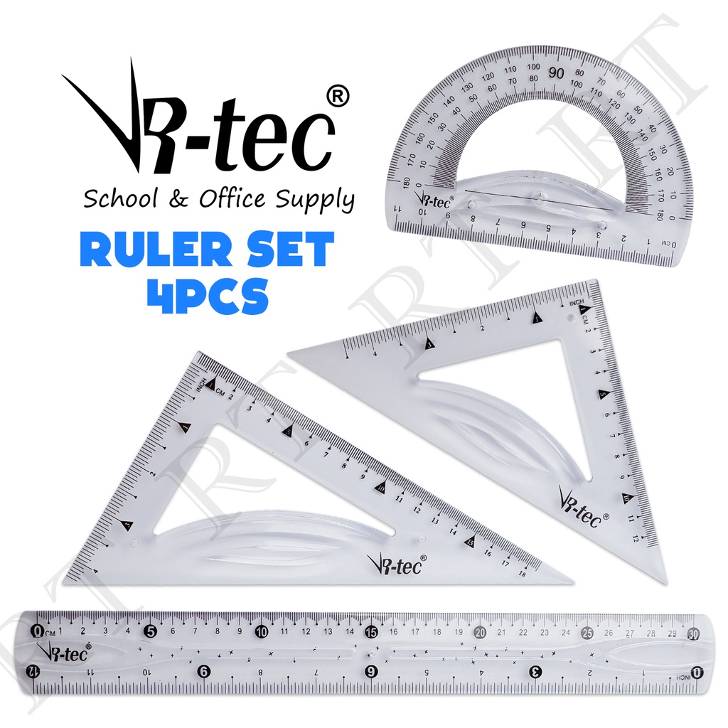 RTEC 4pcs ruler set ruler compo set school supplies measurement square ...