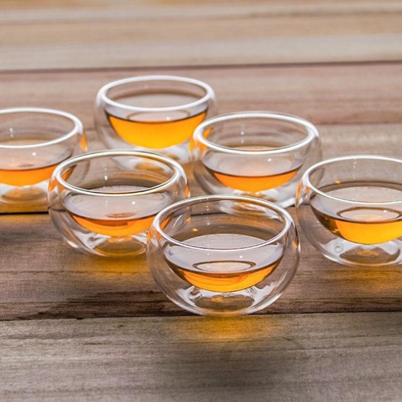 Insulated glass tea cup Transparent double layer small tea cup ...