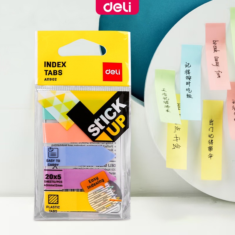 Deli 5*20Pcs Sticky Notes Colorful Index Tabs Office School Supplies ...