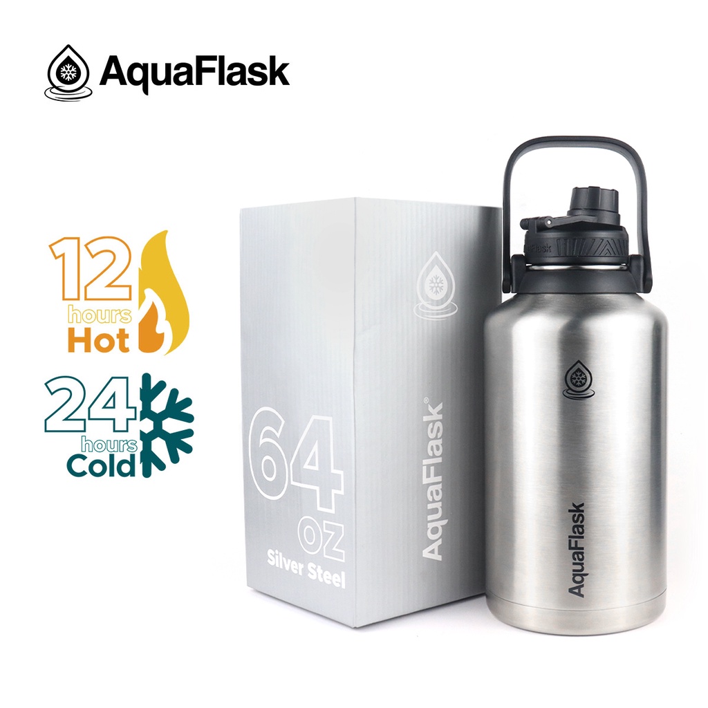 Aquaflask (64oz) Wide Mouth with Spout Lid Vacuum Insulated ...