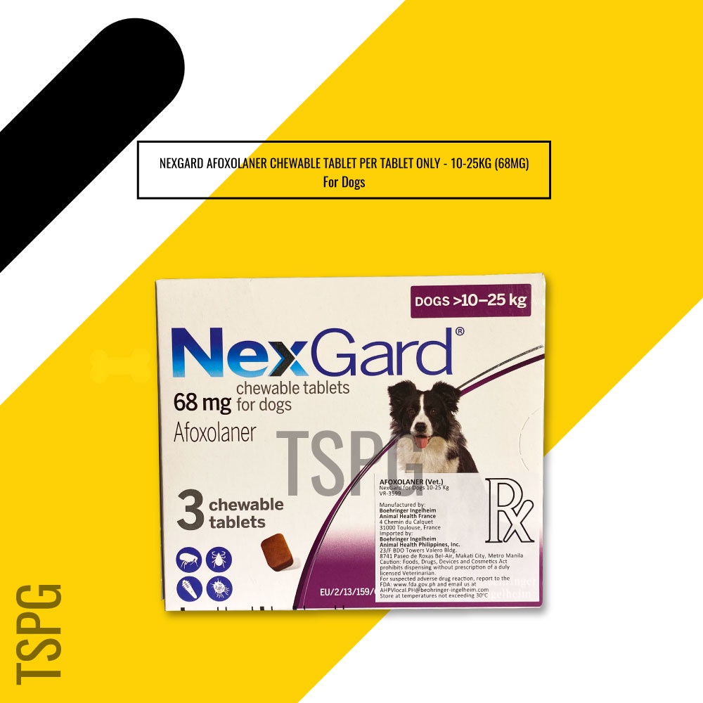 NexGard Afoxolaner 10-25kg Chewable Tablet for Dog 68mg PER TABLET ONLY ...
