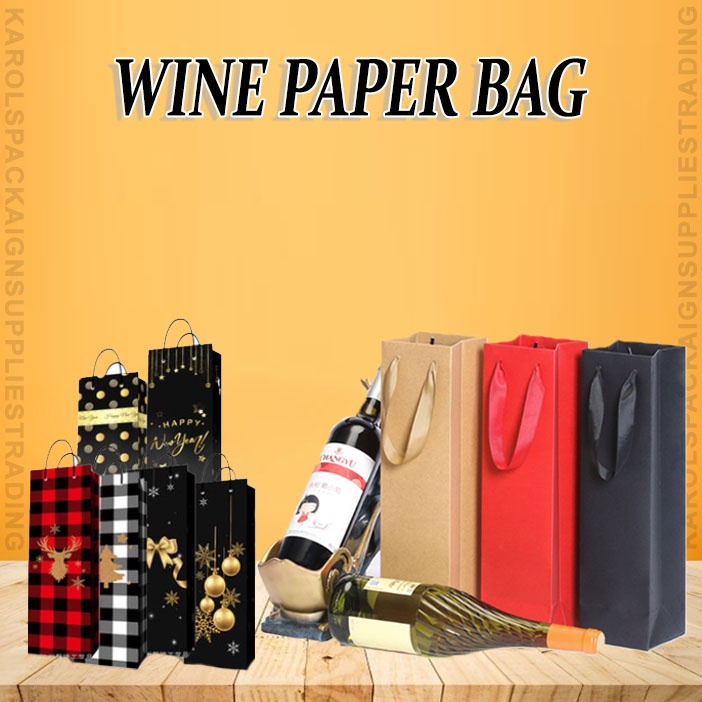 (Qjoq.ph) 5pcs | Premium Quality Wine Paper Bag giveaways paper bag ...