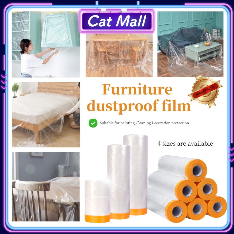 Plastic Furniture Dust Cover Painting Pre-Taped Masking Film | Shopee ...