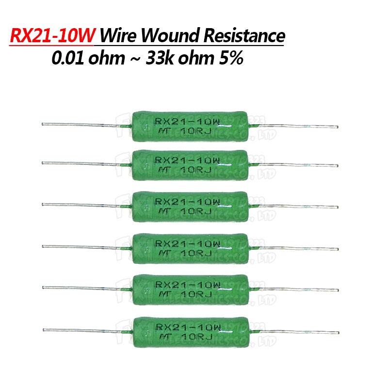 5pcs RX21 10W Wire Wound Resistance 5% 0.05R ~ 120R 0.05R 0.3R 1R 2R 3R ...
