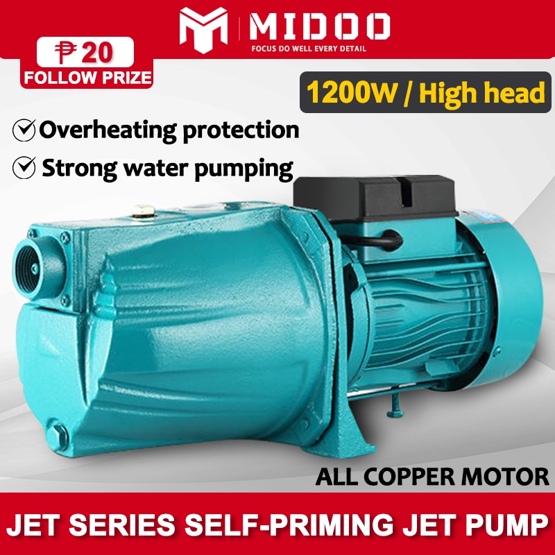 Jet Pump Water Booster Pump 1HP 1200W 60L/Min Heavy Duty Electric Water ...