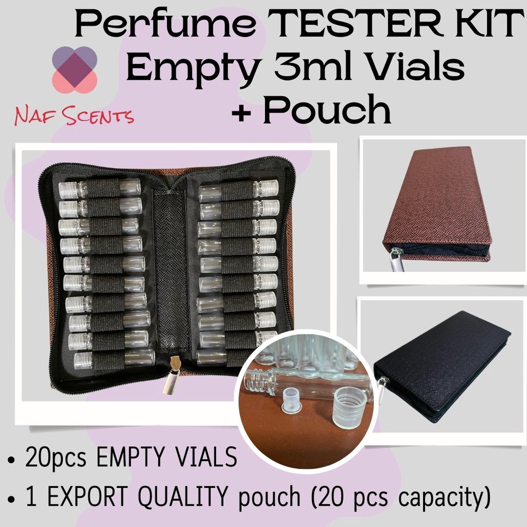 VP20 20's tester pouch with empty vials EXPORT QUALITY PERFUME ...