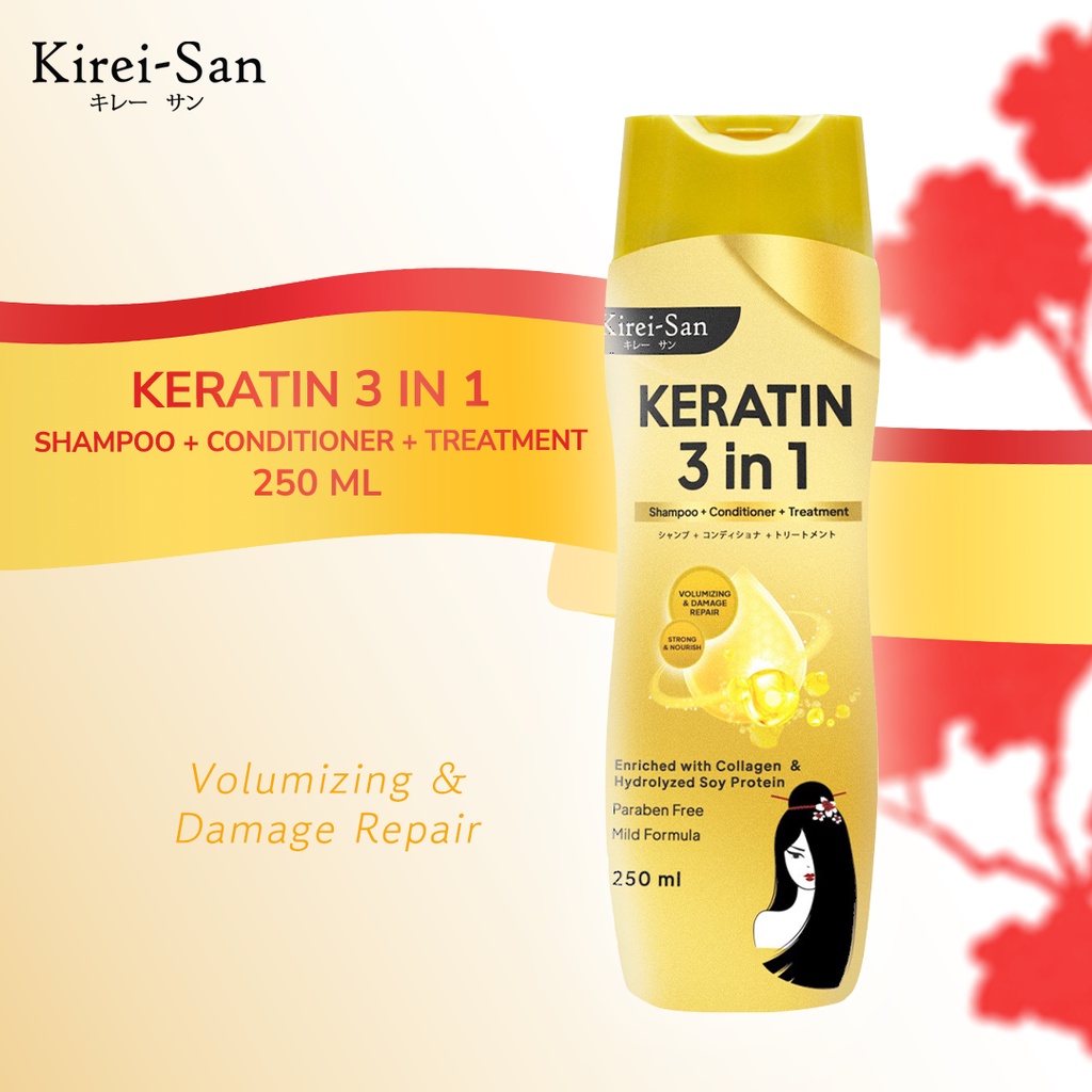 Kirei- San Keratin 3in1 Shampoo + Conditioner + Treatment (Volumizing ...