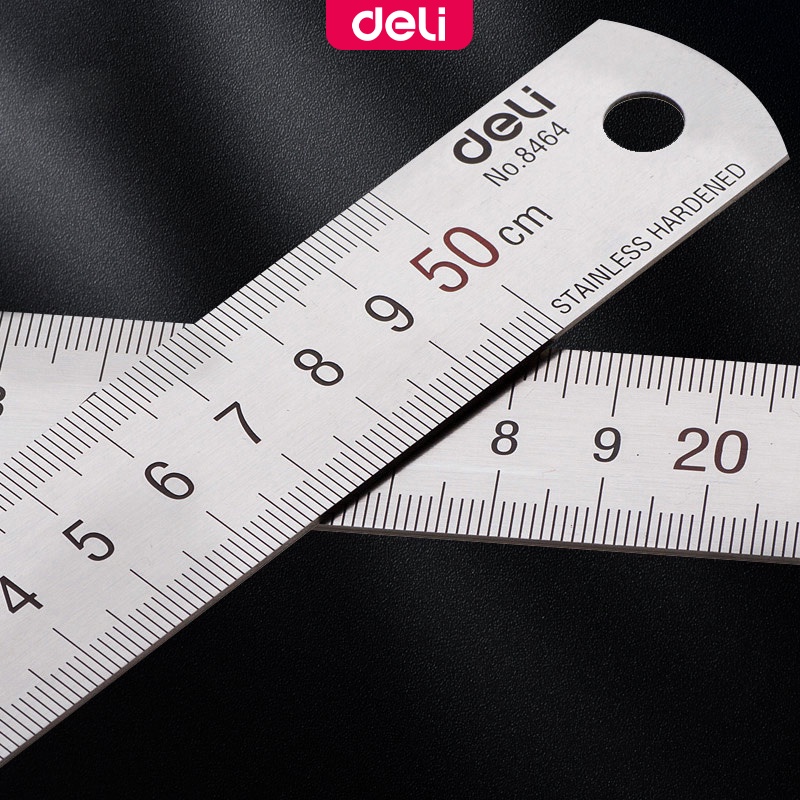 Deli 50CM Steel Ruler Metric and Inch Graduation School Supplies E8464 ...