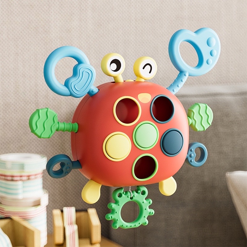 Crab Cheerios Push Pull String Teething Baby Montessori Sensory ...