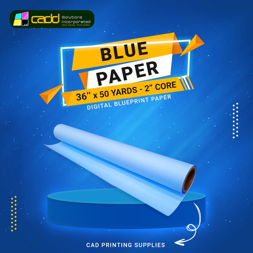 Blue paper for Digital Blueprint 36" inches x 50 Yards - 80/85 gsm - 2 ...