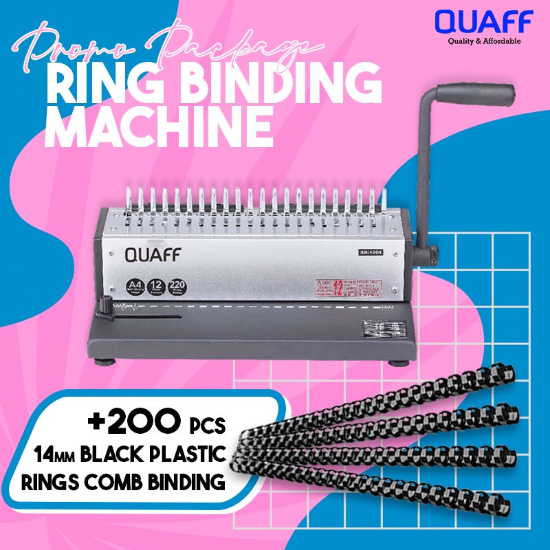 (Promo Package) SD-1201 QUAFF Ring Binding Machine + 200 pcs 14mm Black ...