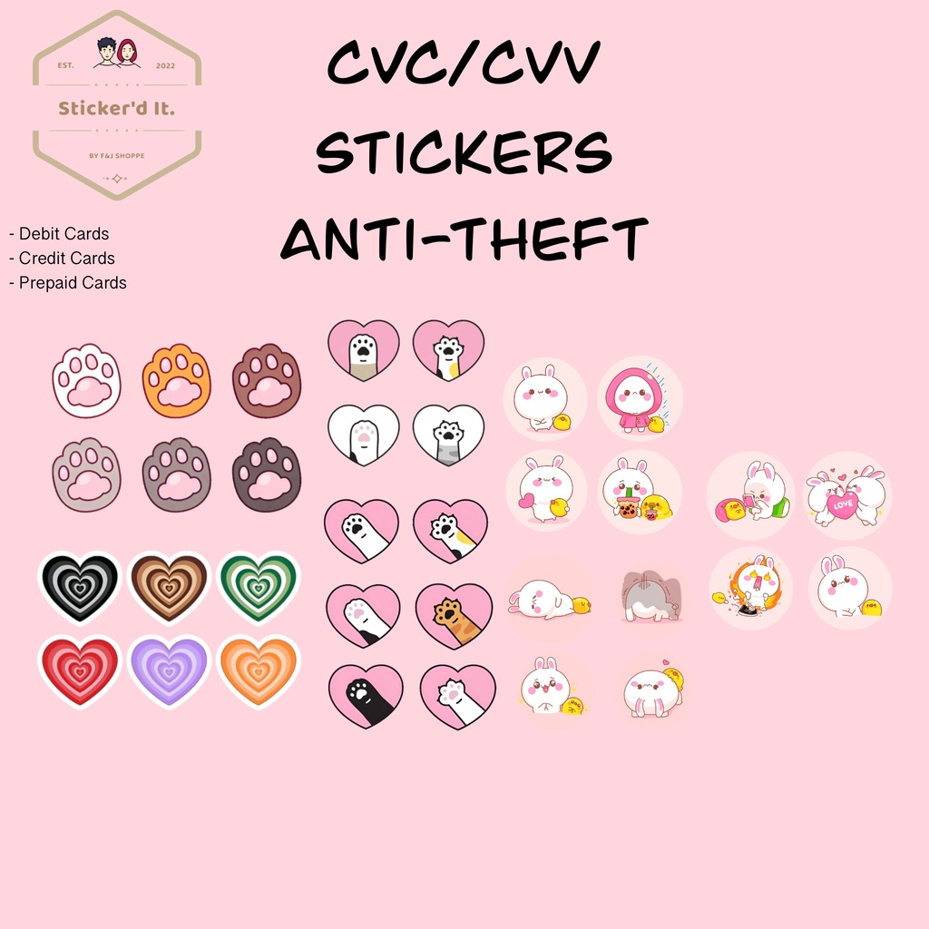 Cute CVV/ CVC Stickers (Anti-Theft Stickers for ATM and Credit Cards ...