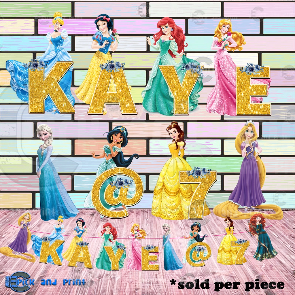 Personalized/Customized Disney Princess Character Name Banner Bunting ...