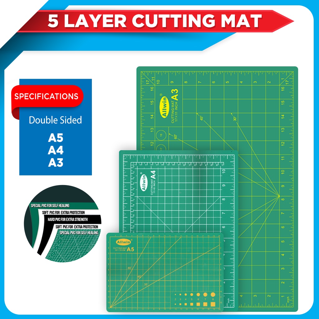 Five Layer PVC Double Sided Cutting Matt A3 / A4 / A5 Green | Shopee ...