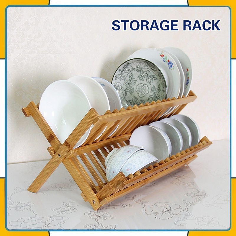 Kitchen Foldable drain rack Kitchen wooden cutlery rack dish rack ...
