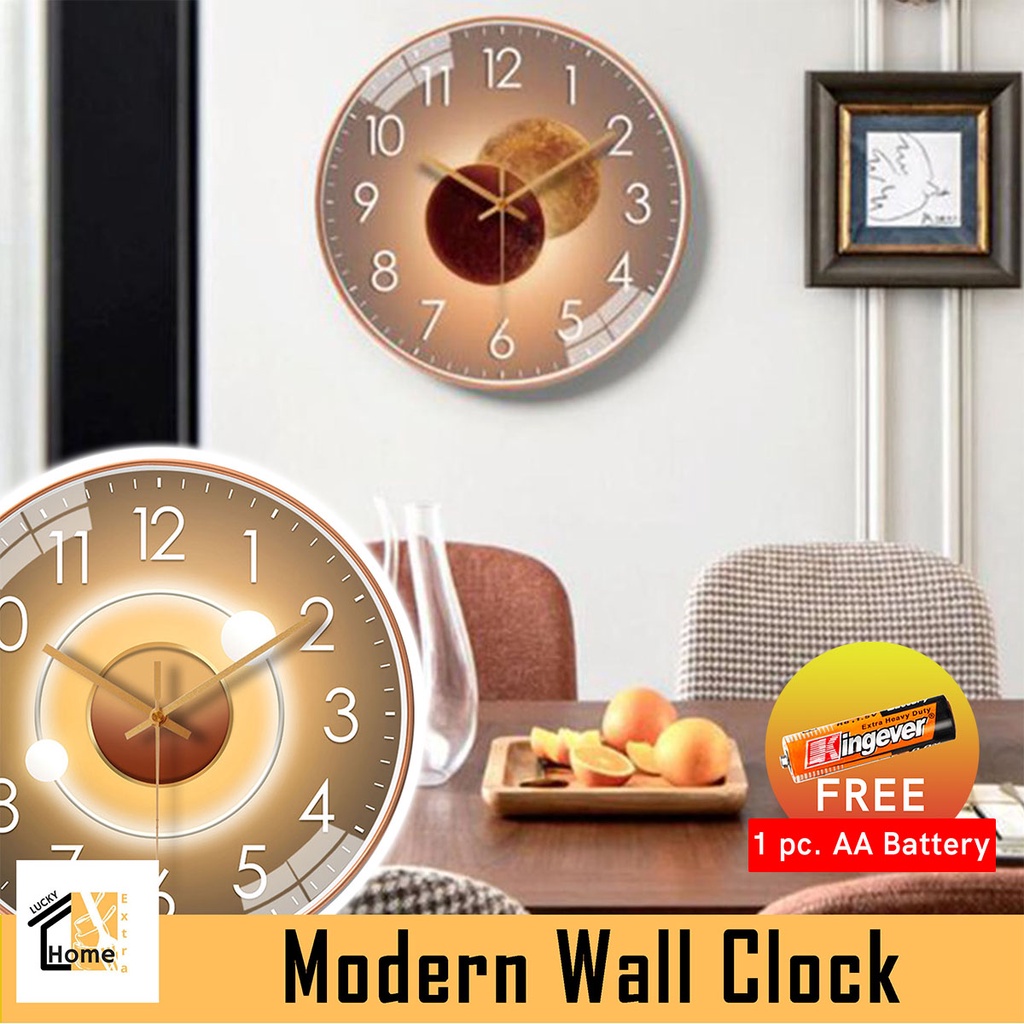 Lucky Home Decor Round Wall Clock Decoration Silent Digital Wall Clock ...