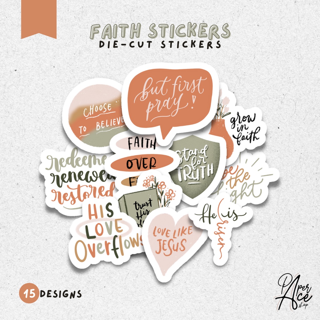 Three-word christian sticker pack, bible stickers, faith stickers ...