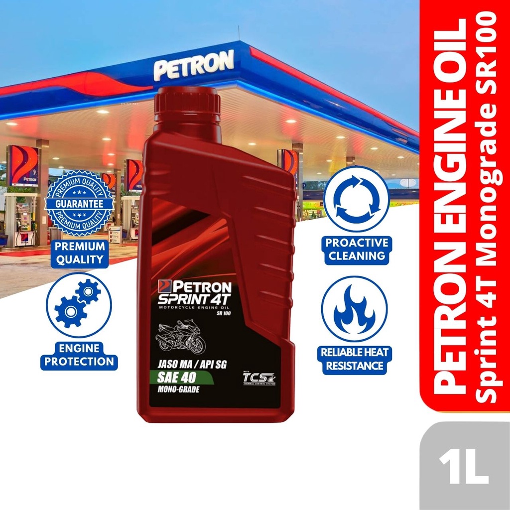 PETRON Sprint 4T Monograde SAE 40 SR100 Motorcycle Oil 1000mL 1L Tricycle HondaTMX Rusi123 Lubes ...