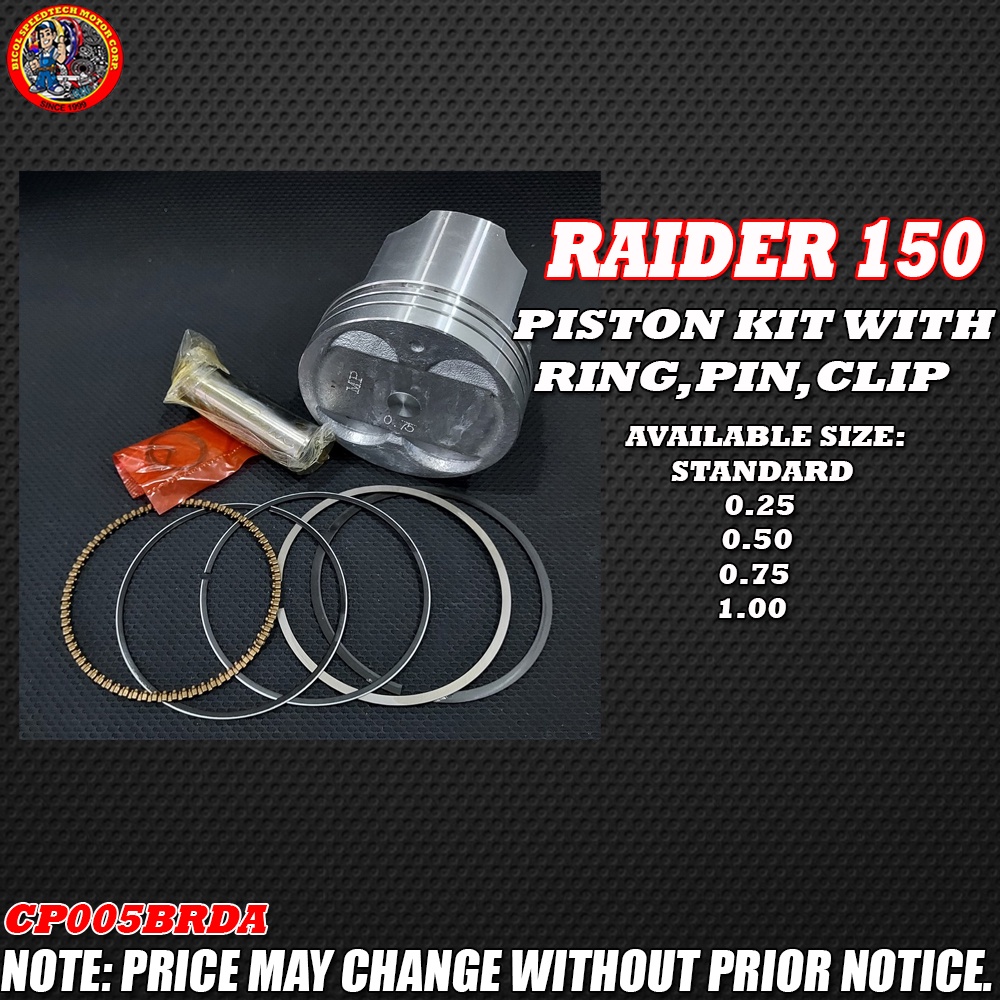 RAIDER 150 PISTON KIT WITH RING, PIN, CLIP (CP005BRDA) | Shopee Philippines