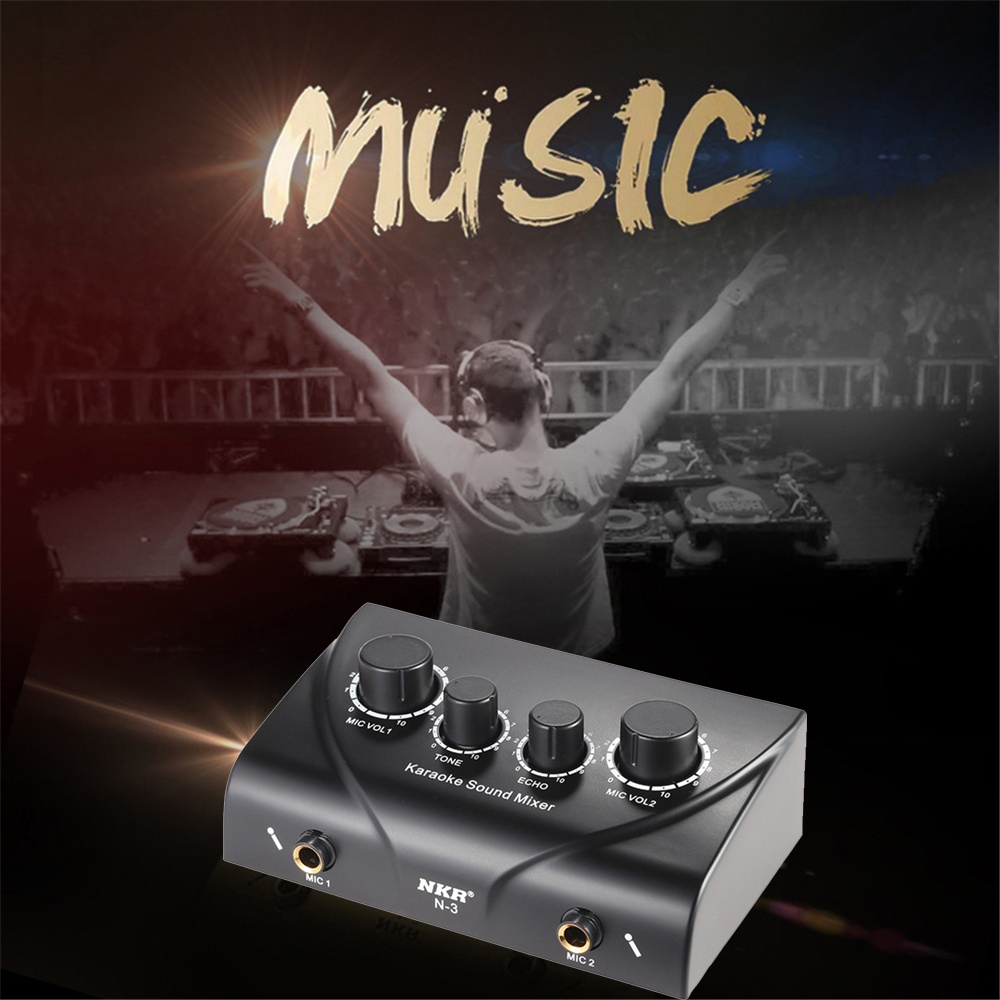 Audio Mixer Amplifier Portable Dual Mic Inputs For Amplifier & Microphone Karaoke Echo Mixer【COD ...