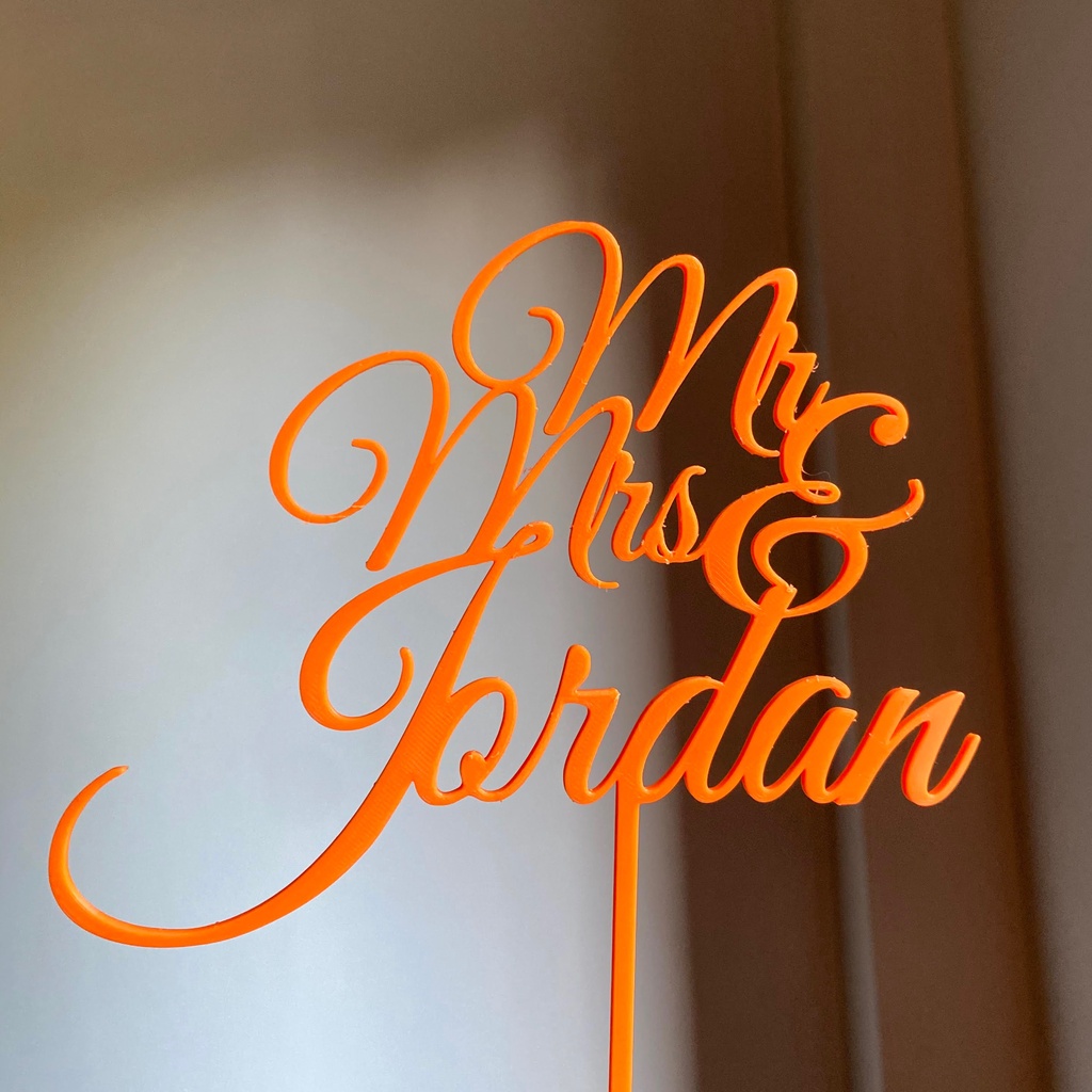 Wedding Cake Topper Minimalist Aesthetic Custom Cake Topper (Thick ...